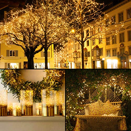 AMIR Upgraded Solar Powered String Lights, 200 LED Copper Wire Lights, 72ft 8 Modes Starry Lights, Waterproof IP65 Fairy Christmas Decorative Lights for Outdoor, Wedding, Homes, Party (Warm White)
