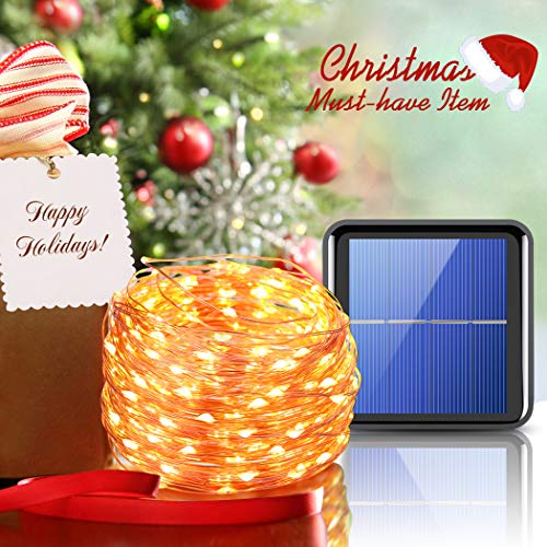 AMIR Upgraded Solar Powered String Lights, 200 LED Copper Wire Lights, 72ft 8 Modes Starry Lights, Waterproof IP65 Fairy Christmas Decorative Lights for Outdoor, Wedding, Homes, Party (Warm White)