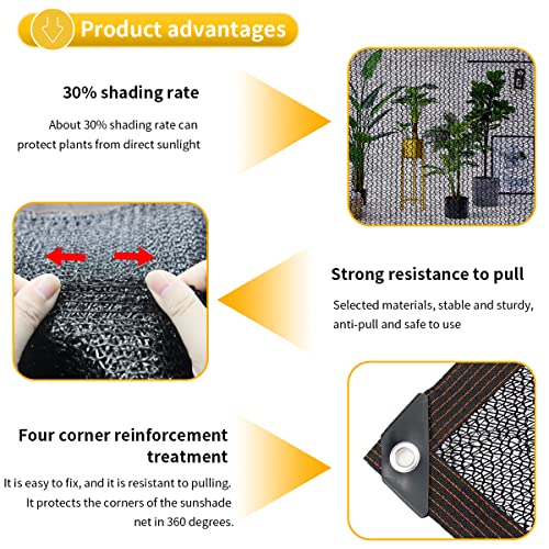 30% Shade Cloth Garden Shade Mesh Net with Grommets - Sun Shade Cover for Pergola, Patio Plants, Greenhouse, Chicken Coop, Outdoor (6.5Ft x 13Ft)