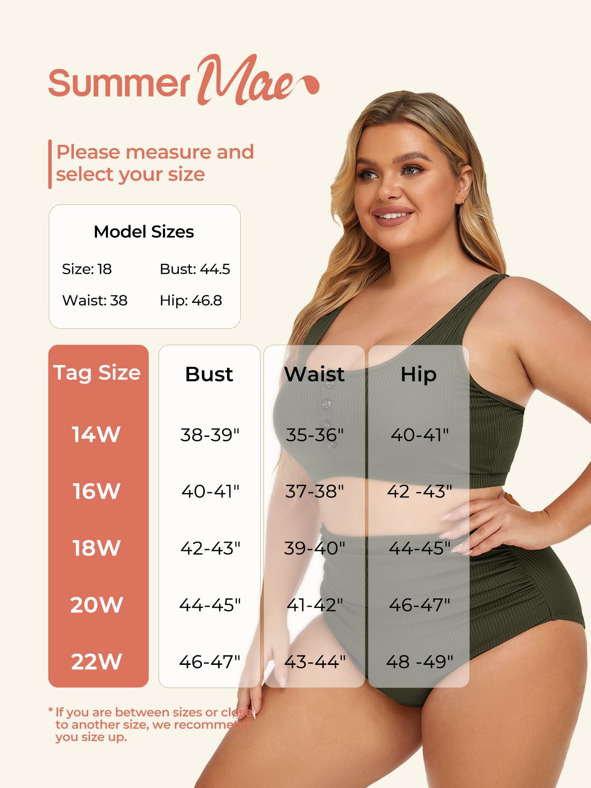 Summer Mae Plus Size Women Ribbed Bikini Set Two Piece High Waist Swimsuit Scoop Top Tummy Control Bathing Suit Swimwear Olive 22 Plus