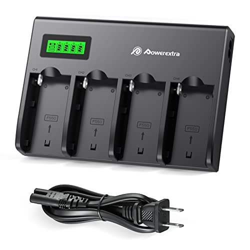 Powerextra 4-Channel Battery Charger with LCD Display for Sony NP-F970, NP-F960, NP-F950, NP-F930, NP-F770, NP-F750, NP-F570, NP-F550 Camera Battery