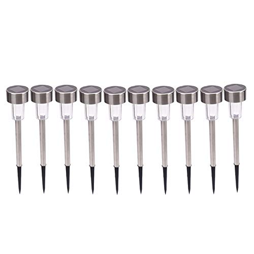 Solar Outdoor Lights 10 Pack, Solar Garden Lights Solar Powered Waterproof Landscape Path Lights Stainless Steel LED Outdoor Lights Solar for Walkway Yard Backyard Lawn Patio Driveway Decorative