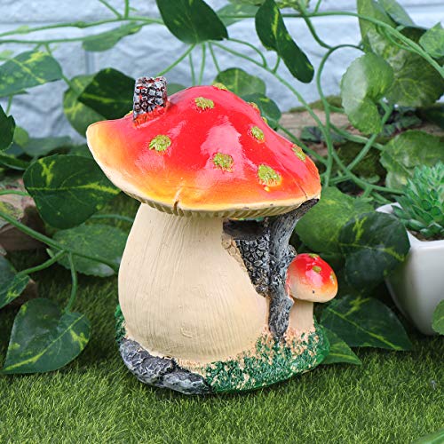 Cabilock Delicate Creative Mushroom House Model Landscaping Ornaments Miniature Micro Landscape Bonsai Fairy Garden Landscape DIY Decor - Mushroom House(Red and Yellow Edge)