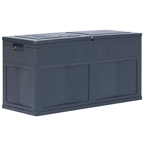 Tidyard Garden Storage Box Plastic Storage Container 84.5 Gal Deck Box Garden Tool Organization Black for Patio, Lawn, Poolside, Backyard, Outdoor Furniture 46.9in x 18.1in x 23.6in (L x W x H)