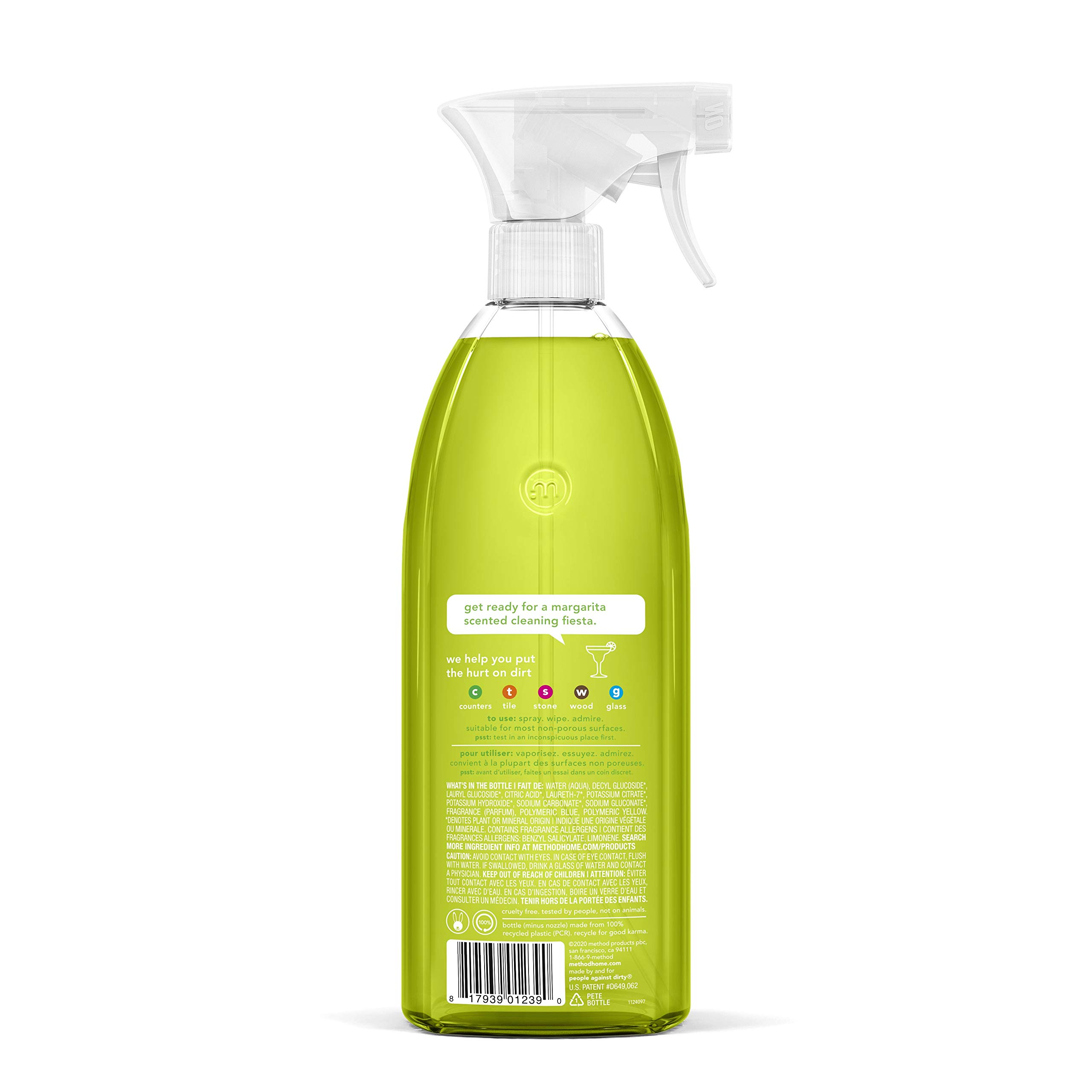 Method All-Purpose Cleaner Spray, Plant-Based and Biodegradable Formula Perfect for Most Counters, Tiles, Stone, and More, Lime + Sea Salt, 28 oz Spray Bottles, 4 Pack, Packaging May Vary