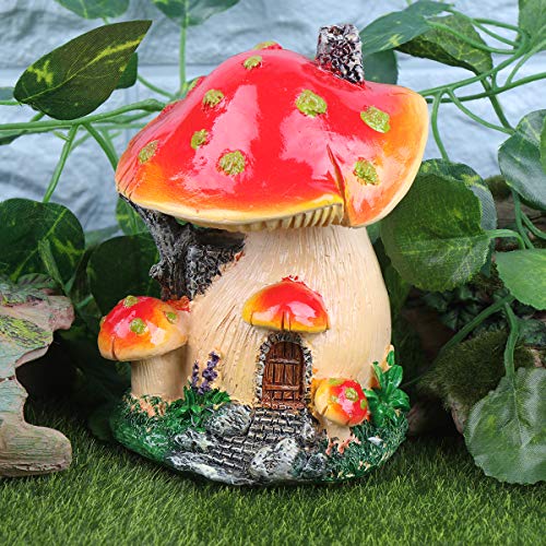 Cabilock Delicate Creative Mushroom House Model Landscaping Ornaments Miniature Micro Landscape Bonsai Fairy Garden Landscape DIY Decor - Mushroom House(Red and Yellow Edge)