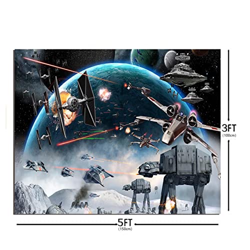 Universe Wars Photography Background Spaceship Interior Science Fiction Series Background with Earth Photo Baby Shower Kids Birthday Decorations Banner 5X3FT