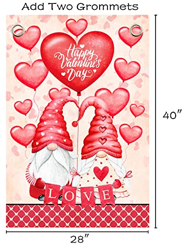 Akeydeco Valentine's Day Flag,28x40 Inch Valentine's Heart Garden Flag with Two Grommets Double Sided Printing 2 Layer Burlap Valentine Flags for Your Valentine's Day Decoration