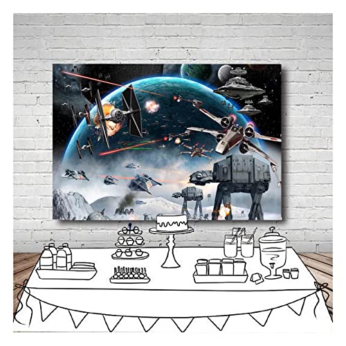 Universe Wars Photography Background Spaceship Interior Science Fiction Series Background with Earth Photo Baby Shower Kids Birthday Decorations Banner 5X3FT