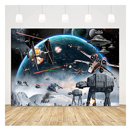 Universe Wars Photography Background Spaceship Interior Science Fiction Series Background with Earth Photo Baby Shower Kids Birthday Decorations Banner 5X3FT