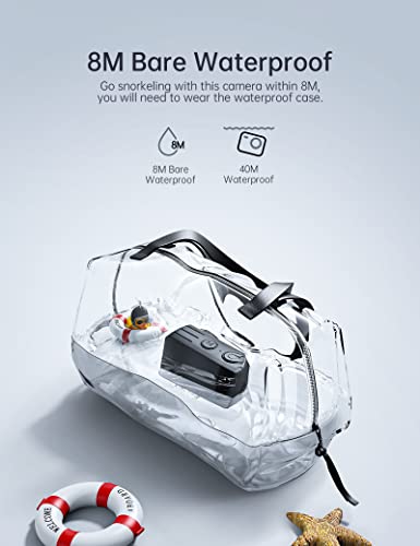 WOLFANG GA400 Action Camera 4K 60FPS Bare Metal Waterproof Underwater Camera 3.0 EIS Stabilization WiFi Helmet Camera (Remote Control, 2x1350mAh Batteries and Accessory Kit)