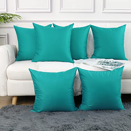 Coddsmz Pillow Covers Decorative Garden Cushion Cover DIY Throw Pillowcase for Patio Tent Balcony Couch Home Bed Sofa Halloween Christmas(Teal, 6Pack-18x18in/45x45cm)