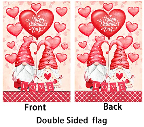 Akeydeco Valentine's Day Flag,28x40 Inch Valentine's Heart Garden Flag with Two Grommets Double Sided Printing 2 Layer Burlap Valentine Flags for Your Valentine's Day Decoration