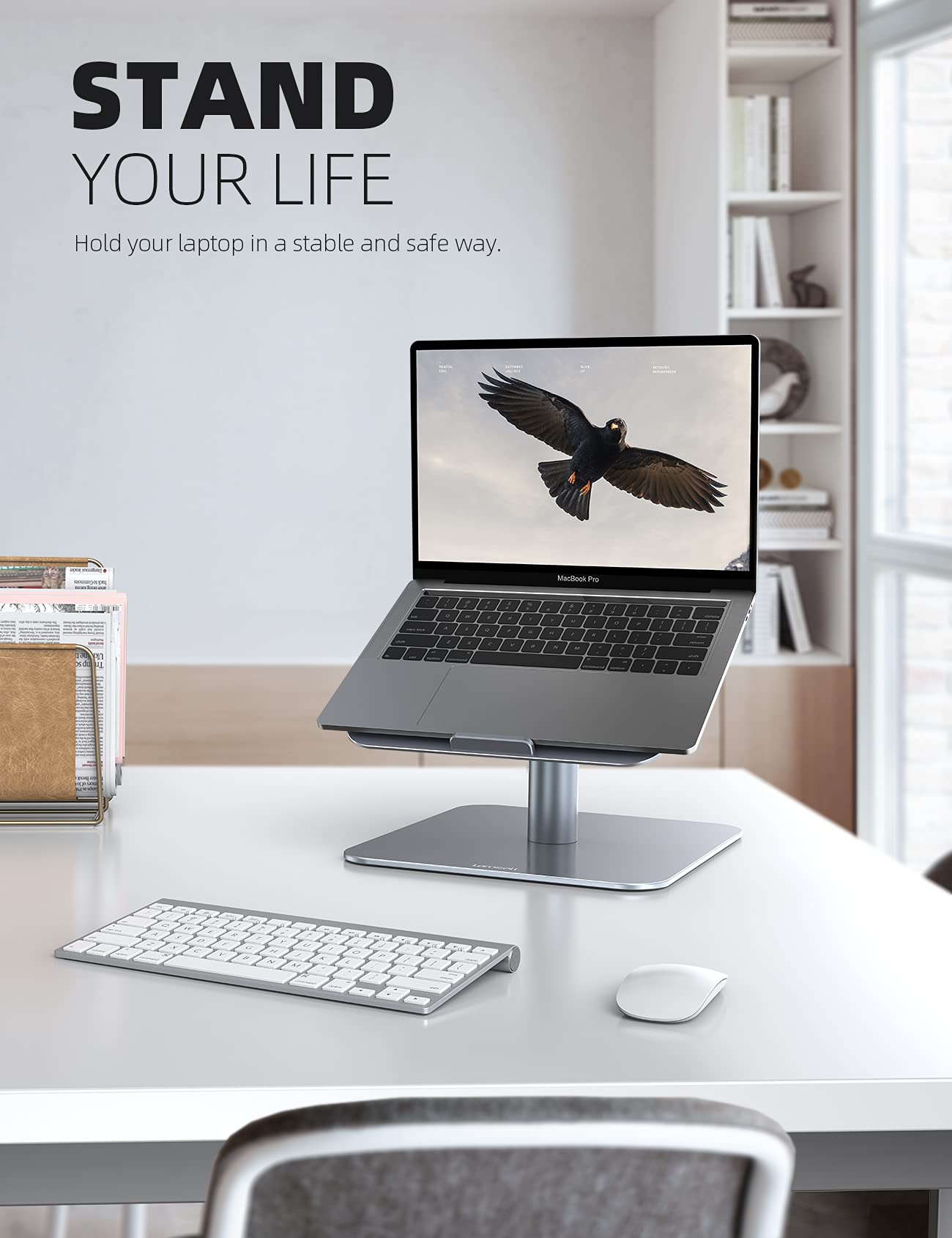 Lamicall Laptop Stand, Swivel Computer Holder Multi-Angle Height Adjustable, Ergonomic 360 Rotating Notebook Desk Riser, Compatible with 10-17" Laptop, Such as MacBook Air Pro, Dell XPS, HP, Gray
