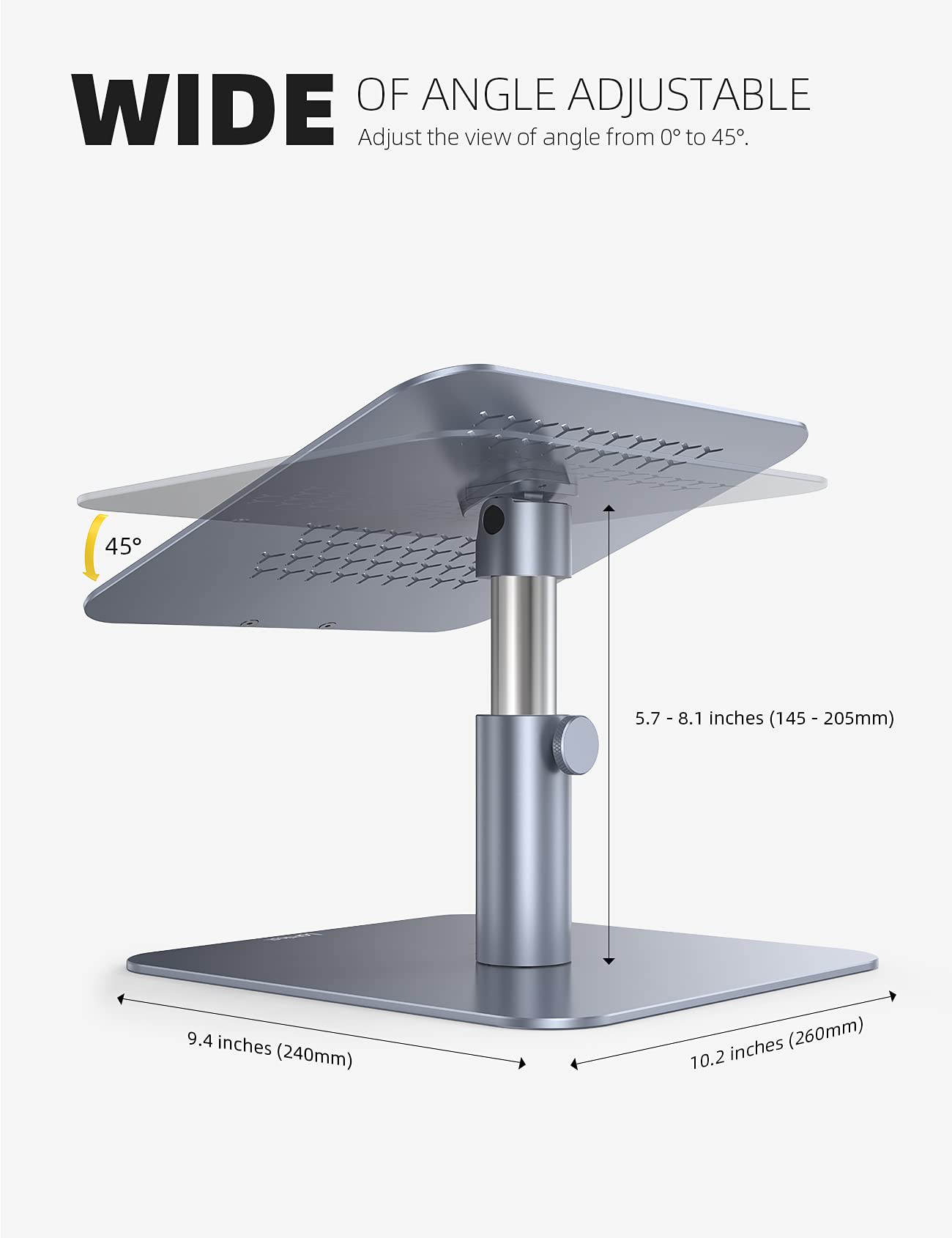 Lamicall Laptop Stand, Swivel Computer Holder Multi-Angle Height Adjustable, Ergonomic 360 Rotating Notebook Desk Riser, Compatible with 10-17" Laptop, Such as MacBook Air Pro, Dell XPS, HP, Gray