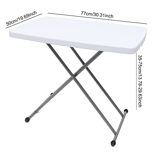 CNCEST Foldable Tray Table Small Personal Folding Table Indoor Outdoor Commercial Portable Dining Table Snack Desk Adjustable Height Stand Up Folding Desk for Home Garden Office White 30.31x19.69