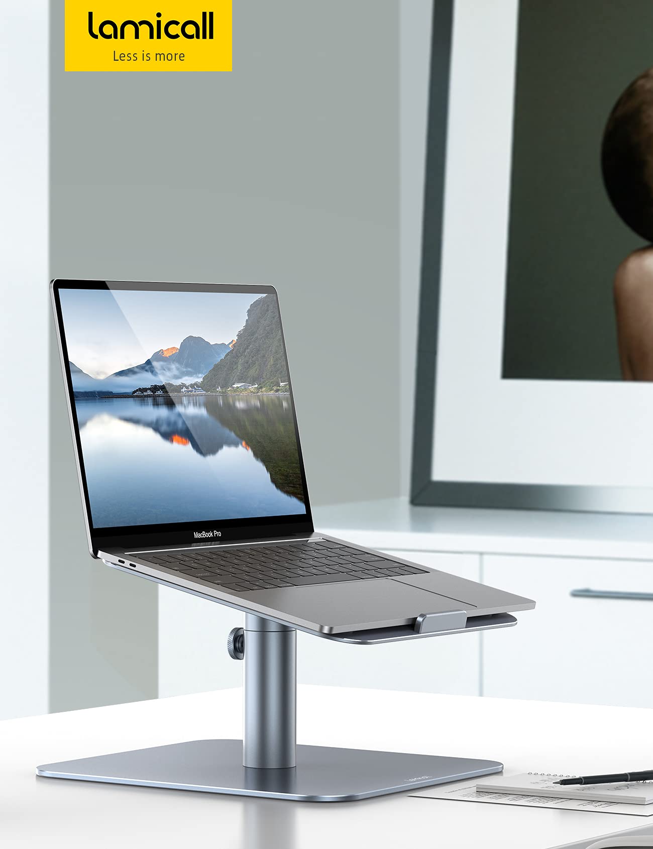 Lamicall Laptop Stand, Swivel Computer Holder Multi-Angle Height Adjustable, Ergonomic 360 Rotating Notebook Desk Riser, Compatible with 10-17" Laptop, Such as MacBook Air Pro, Dell XPS, HP, Gray