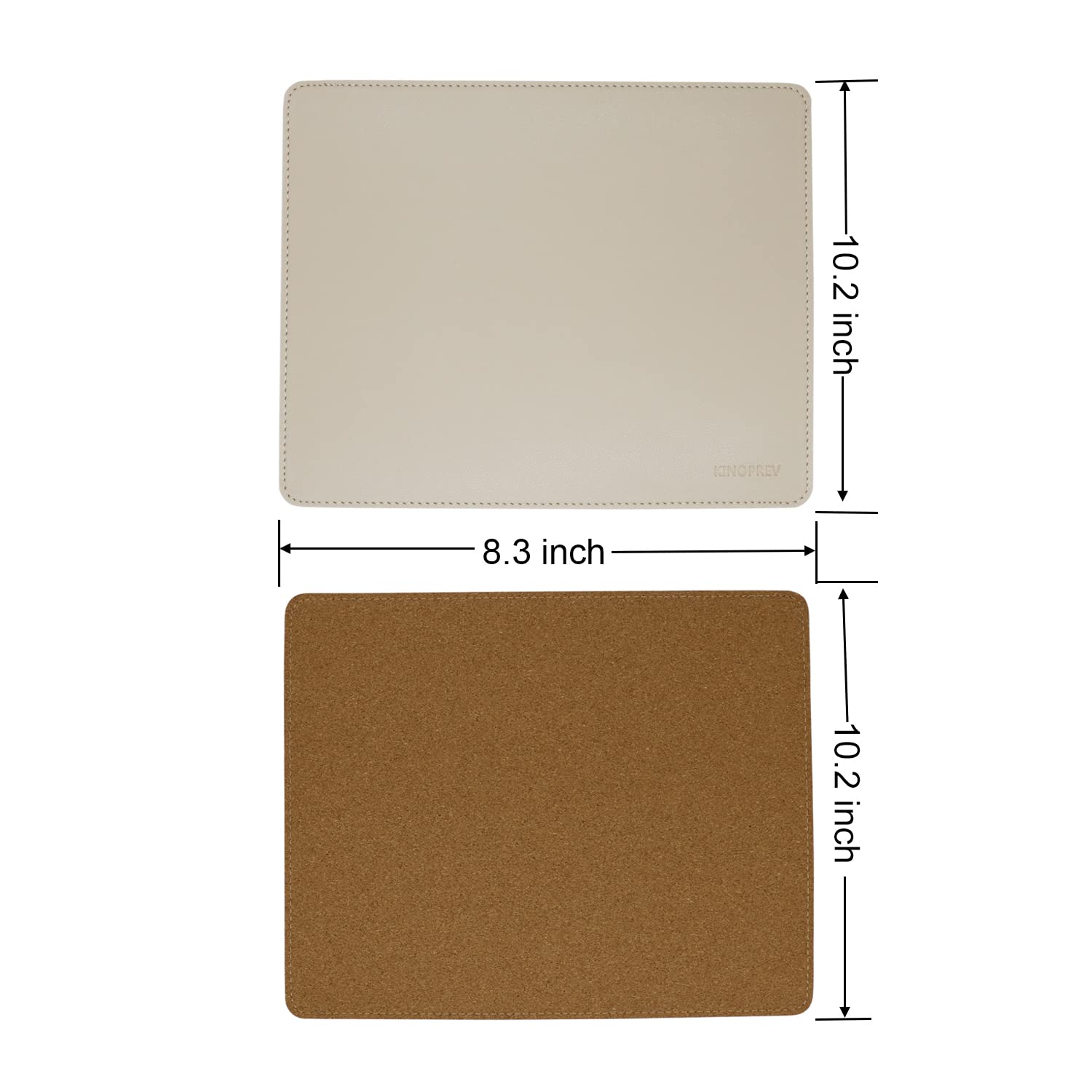 KINOPREV Leather Mouse Pad - Wood Mouse Pad with Stitched Edge,PU Non-Slip Mouse Pad,Double Side Mousepad,Waterproof Gaming Mouse Pad for Computers,Laptop,Office & Home,10.2" x 8.3",1 Pack (Beige)