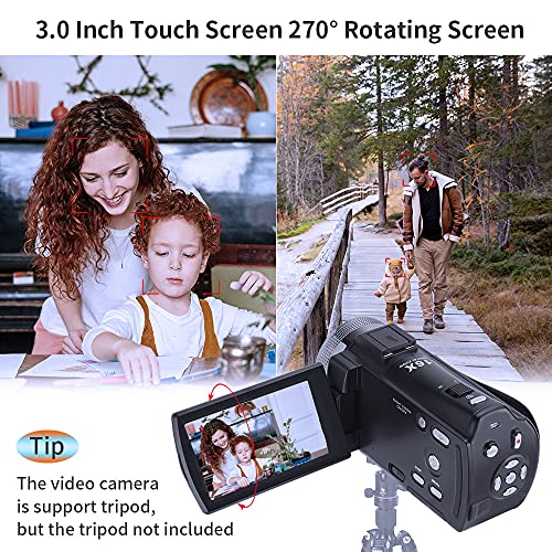 ORDRO Camcorders HDV-V12 HD 1080P Video Camera Recorder Infrared Night Vision Camera Camcorders with 16G SD Card and 2 Batteries