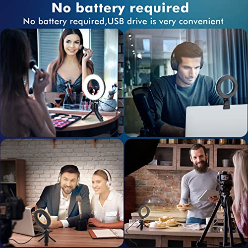 4.5 inch Ring Light for Computer Video Conference Lighting with Clip and Tripod 3 Dimmable Color and 10 Brightness Level Easy to Use Suitable for Webcam Lighting