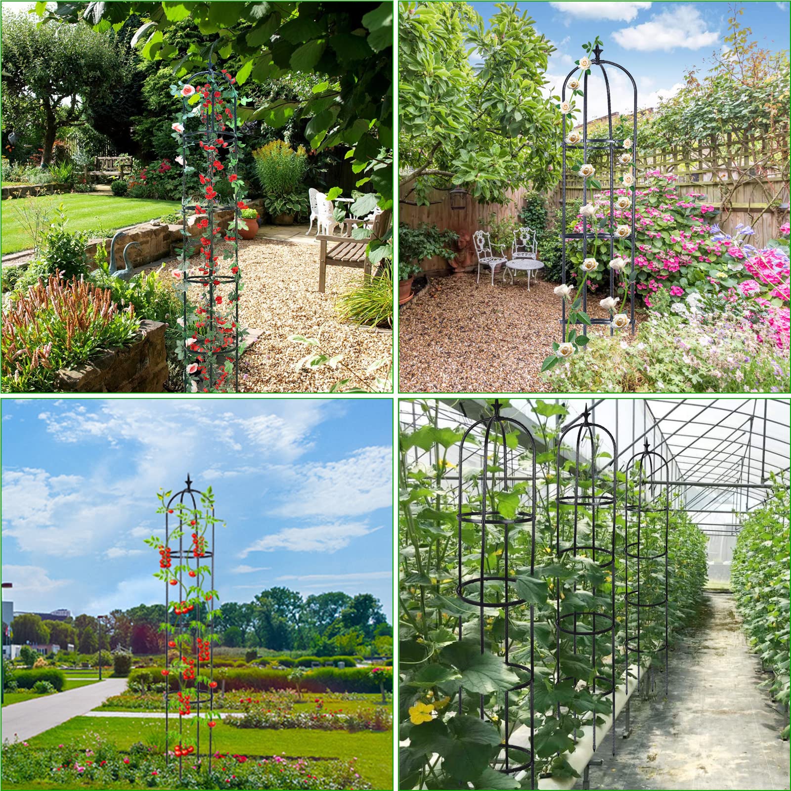 Garden Trellis for Climbing Plants, Tower Obelisk Garden Trellis 6.5ft Tall Plant Support Vine Supports Plant Tower for Climbing Vines and Flowers Stands 2 Pack