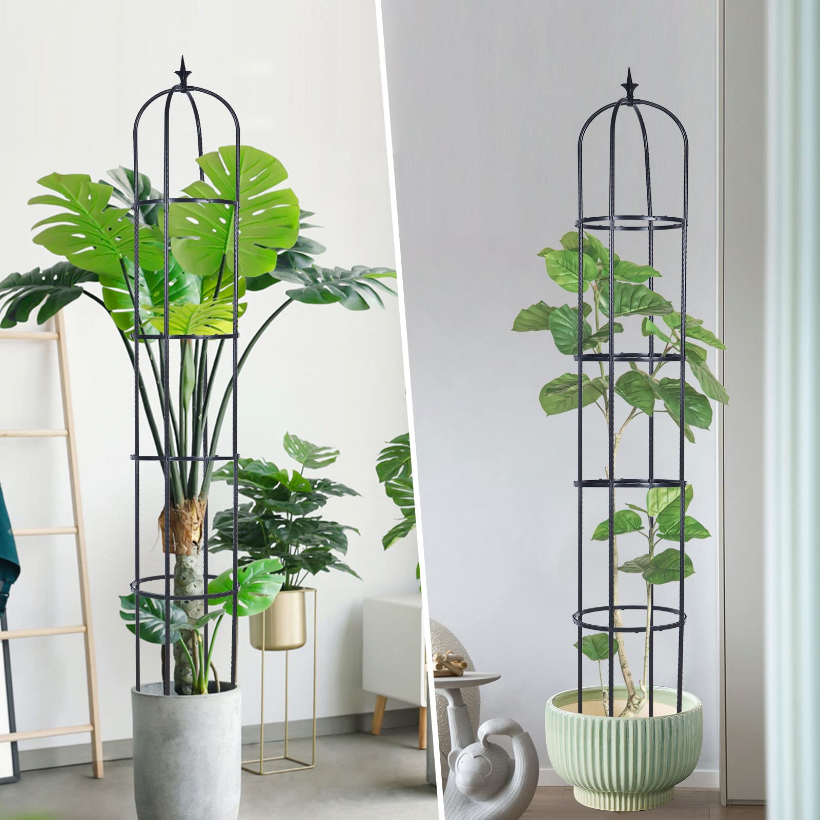 Garden Trellis for Climbing Plants, Tower Obelisk Garden Trellis 6.5ft Tall Plant Support Vine Supports Plant Tower for Climbing Vines and Flowers Stands 2 Pack