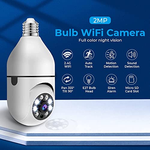 Tashi 1080P Light Bulb Camera, Wireless 5GHz & 2.4GHz WiFi Home Security Camera 360° Surveillance Cam with Motion Detection Alarm Night Vision Light Socket Camera