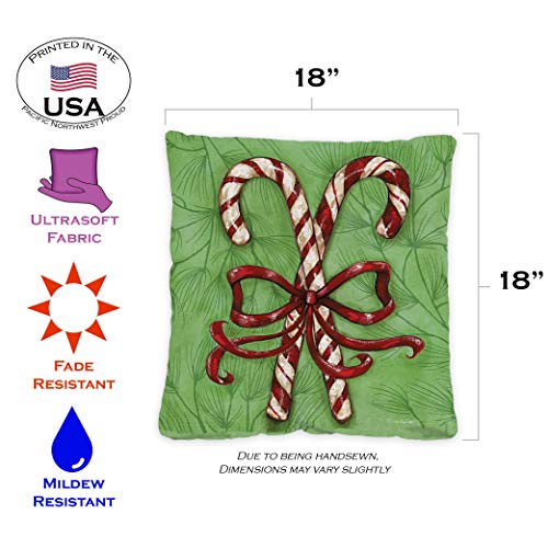 Toland Home Garden Candy Cane Welcome 18 x 18 Inch Indoor, Pillow, Case (2-Pack)