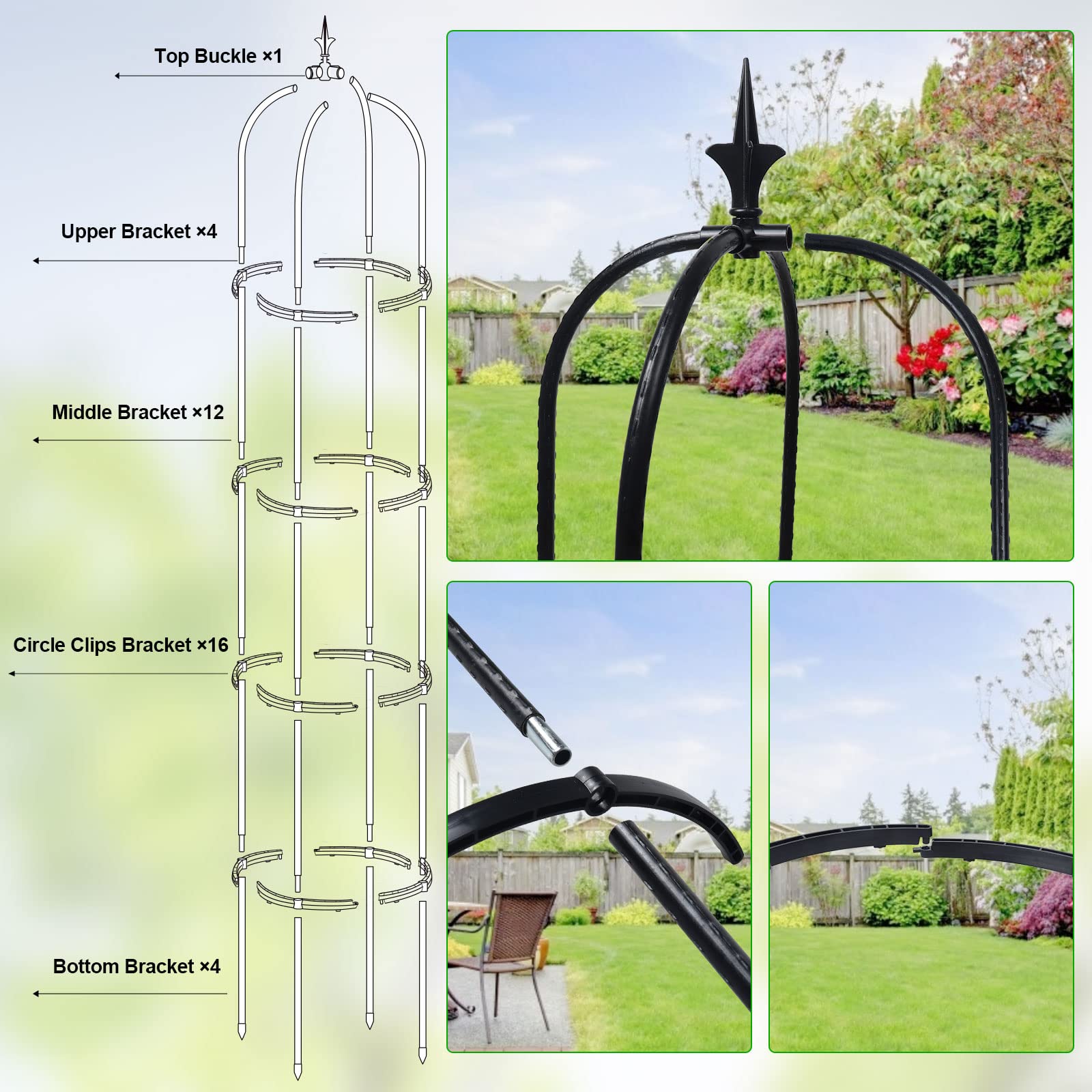 Garden Trellis for Climbing Plants, Tower Obelisk Garden Trellis 6.5ft Tall Plant Support Vine Supports Plant Tower for Climbing Vines and Flowers Stands 2 Pack