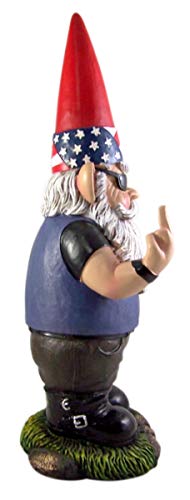 Wowser Large Patriotic Rebel Biker Garden Gnome Statue, 18 Inches
