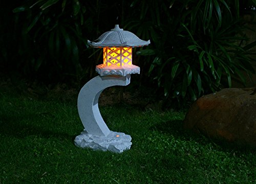 TIAAN 24”Height Japanese Style Lantern Solar Garden lamp Solar Pagoda Light