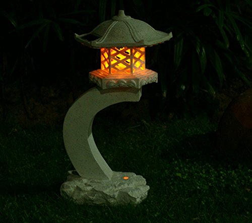 TIAAN 24”Height Japanese Style Lantern Solar Garden lamp Solar Pagoda Light