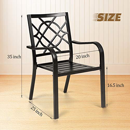 Patiomore 2 Piece Outdoor Dining Chairs Patio Bistro Chairs Stackable Wrought Iron Chairs with Armrest for Garden, Backyard, Balcony