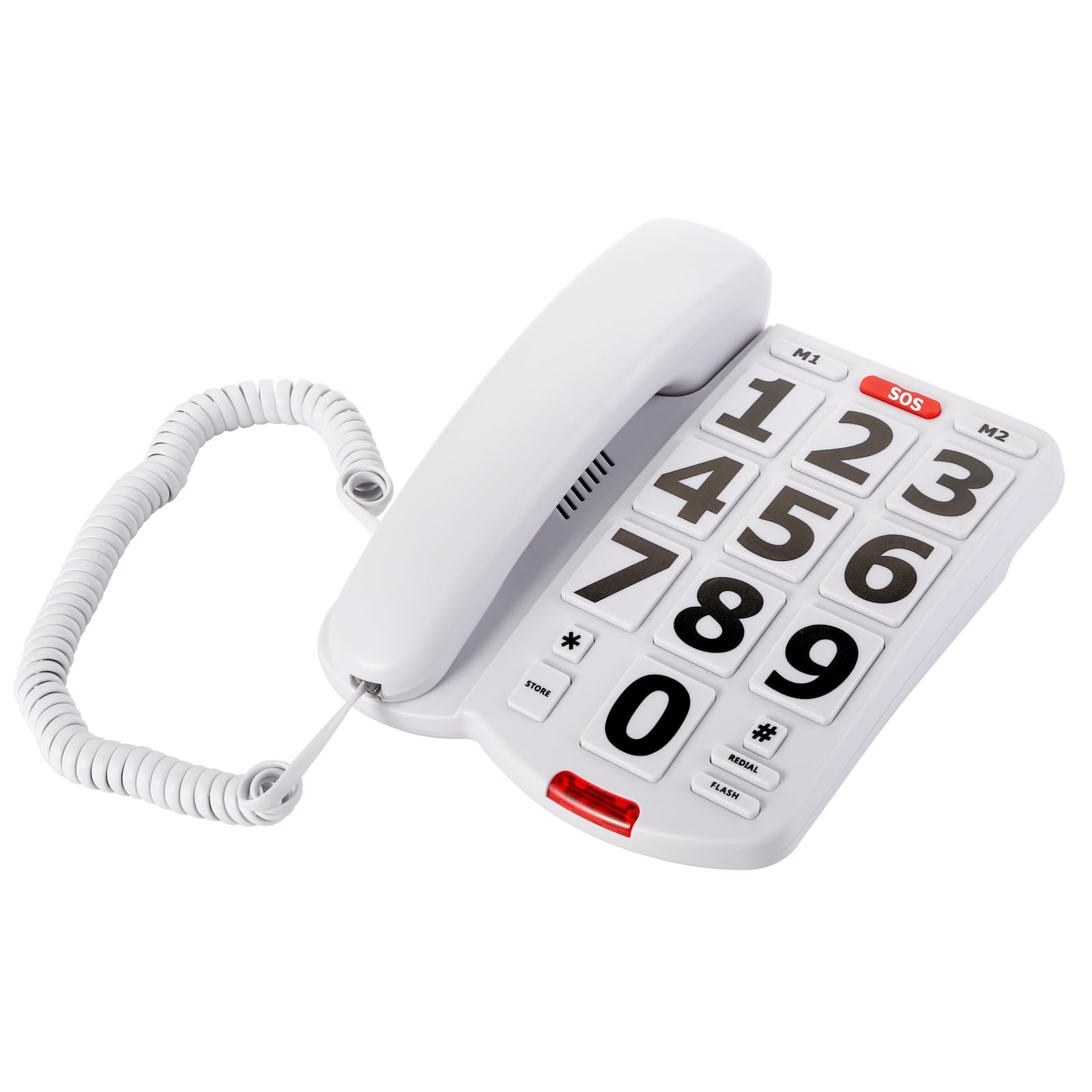 Yopay Amplified Single Line Corded Desk Telephone, Large Buttons Phones for Seniors, Extra Loud Ringer Desk Phone Easy to Read, White, Elderly Friendly
