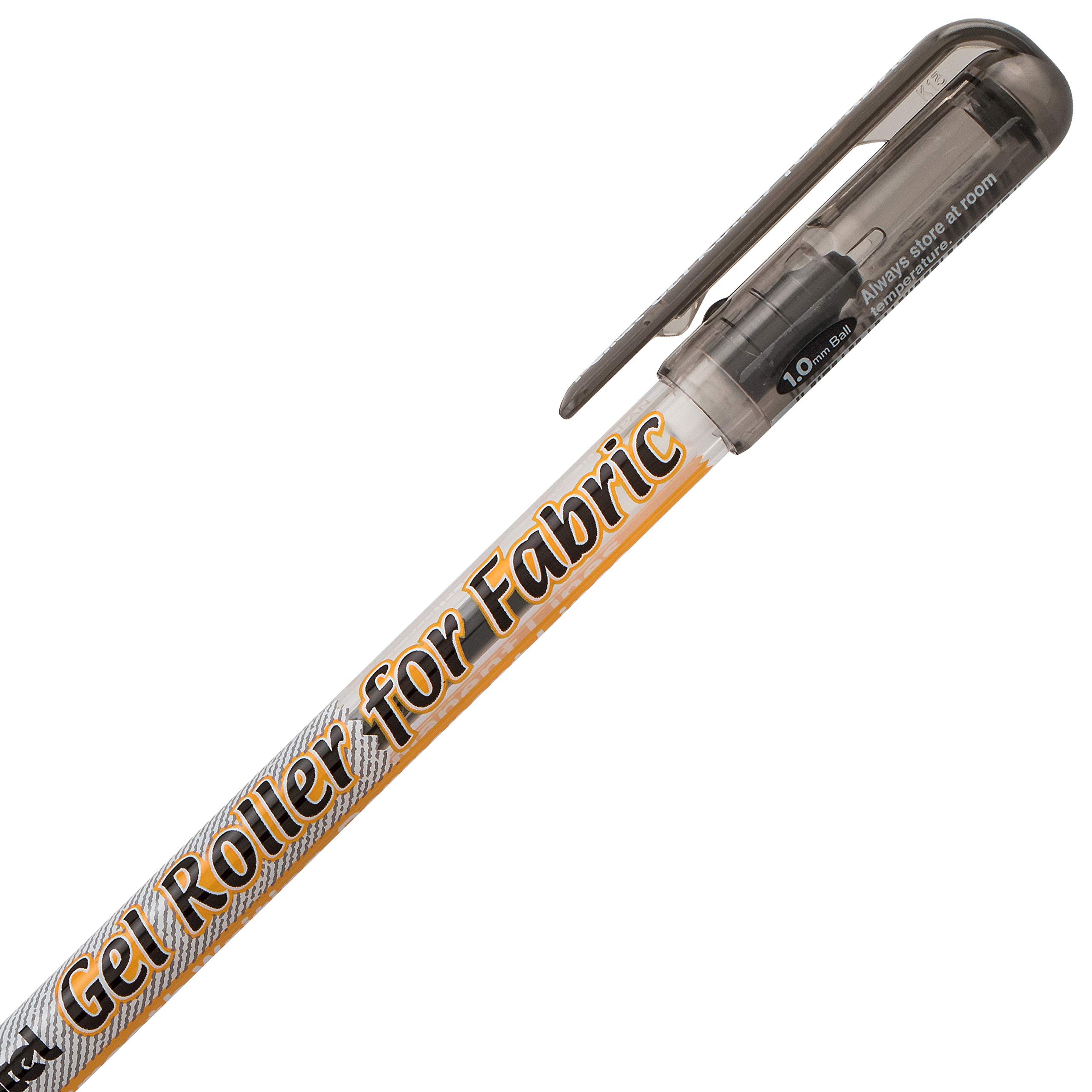 Pentel Arts Gel Roller for Fabric, 1.0mm Bold Lines, Permanent, Black Ink, Pack of 2 (BN15BP2A)