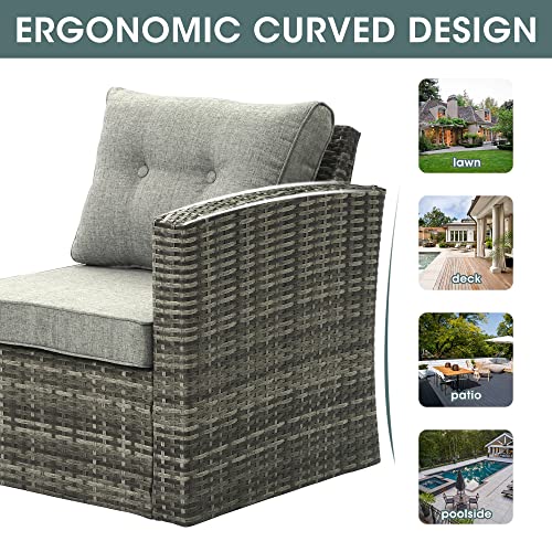 Outdoor Patio Furniture Set, 12-Piece Wicker RattanPatio Conversation Set, Outdoor Sectional Sofa Set with Non-Slip Cushions,Aluminum Frame