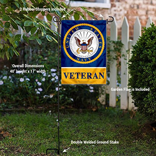 Navy Veteran Garden Flag with Stand Holder