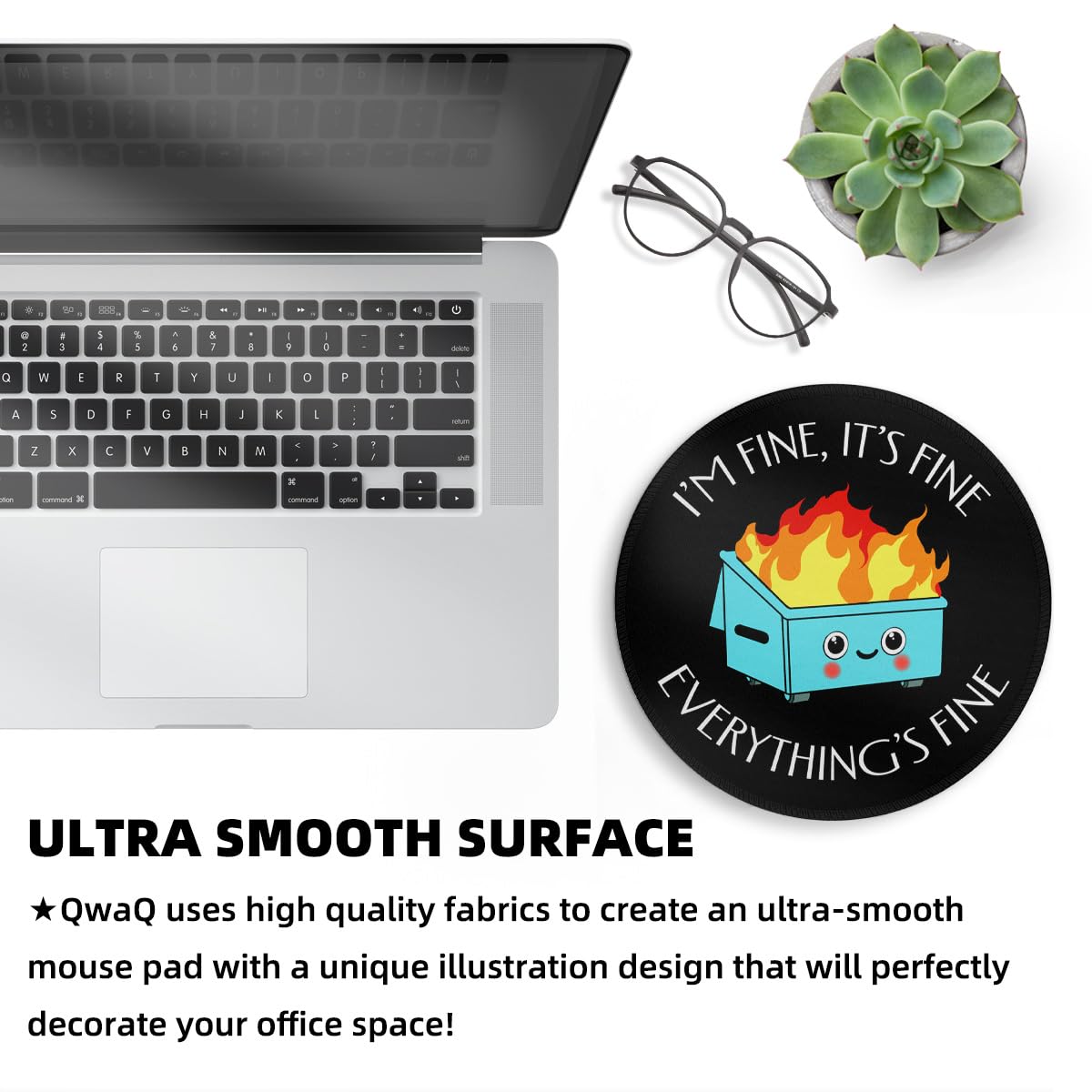 Dumpster on Fire Small Mouse Pad, Cute Funny Round Mousepad with Non-Slip Rubber Base, This is Fine Mouse Pads for Desk Accessories Laptop Gaming Office Supplies Decor(8.6 x 8.6 Inch)