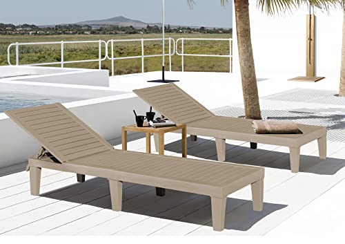 JUMMICO Patio Chaise Lounge Chair Set of 2 Outdoor PE Waterproof Adjustable Easy Assembly Lounge Chairs for Outside Pool Garden Deck Beach