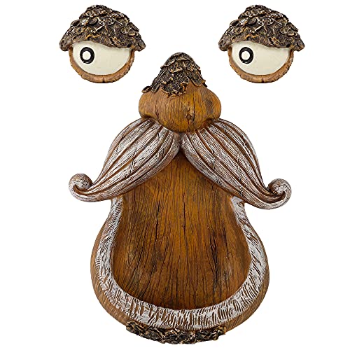 Juegoal Tree Face Decor Bird Feeder Outdoor, Eyes Glow in Dark Fun Old Man Tree Hugger Sculpture Yard Art Garden Lawn Ornament Decoration