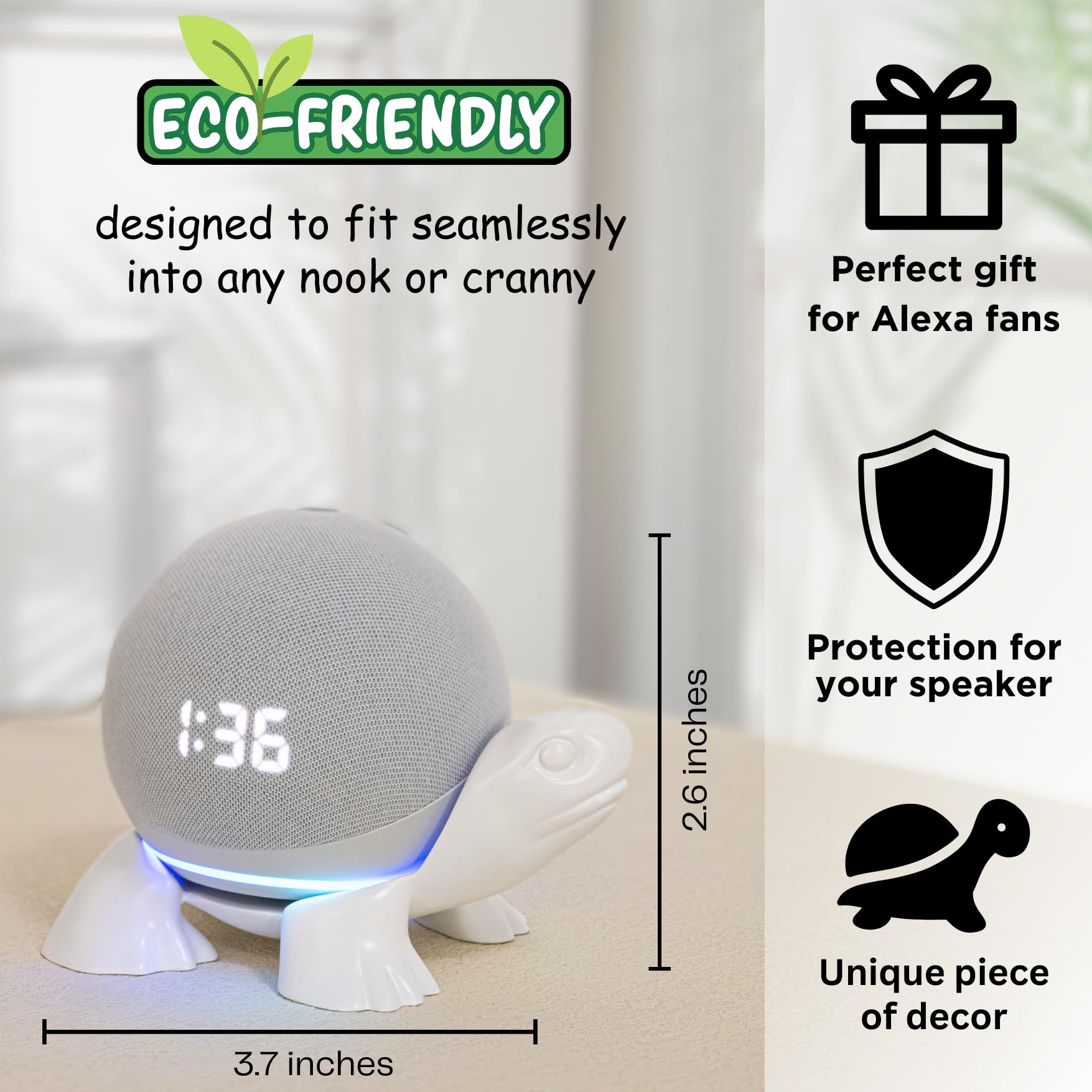 Turtle Echo Dot Holder Stand for Echo Dot 4th/5th Generation, Unique Alexa Holder, Turtle Alexa Stand Holder Mount, Accessories Speaker, dot Stand Holder for Alexa Echo dot, Amazon Echo dot Holder