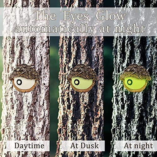 Juegoal Tree Face Decor Bird Feeder Outdoor, Eyes Glow in Dark Fun Old Man Tree Hugger Sculpture Yard Art Garden Lawn Ornament Decoration