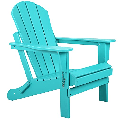 Flamaker Classic Outdoor Adirondack Chair Patio Lawn Foldable Chairs Indoor Adirondack Chairs All-Weather Resistant for Garden Backyard Porch Garden Fire Pit Patio (Aruba)