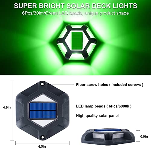 CREPOW Solar Dock Lights Driveway Deck Lights - 8 Packs Waterproof 1200mAh Outdoor LED Aluminum Dock Lighting Warning Step Lights for Driveway Sidewalk Garden Pathway Yard (Green)