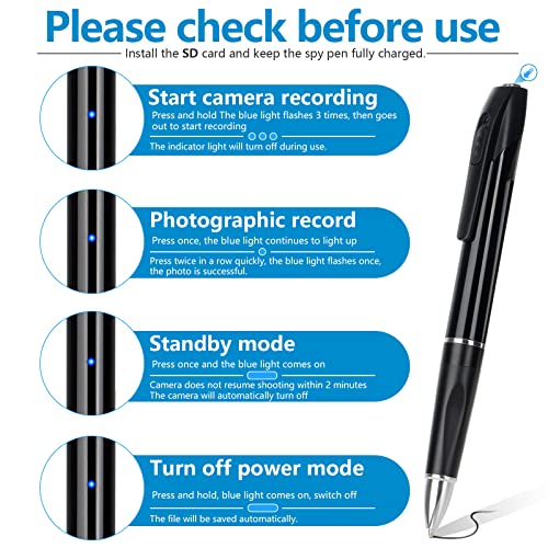 abyyloe Spy Camera, Hidden Camera with 32G SD Card, Mini Spy Camera with 1080P, Spy Pen for Taking Pictures, Mini Camera for Home Security or Classroom Study