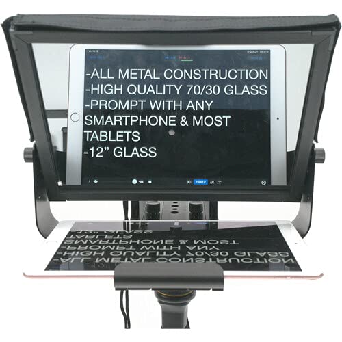Glide Gear TMP100 Adjustable iPad/ Tablet/ Smartphone Teleprompter Beam Splitter 70/30 Glass w/ Carry Case No Plastic All Metal / No Assembly Required