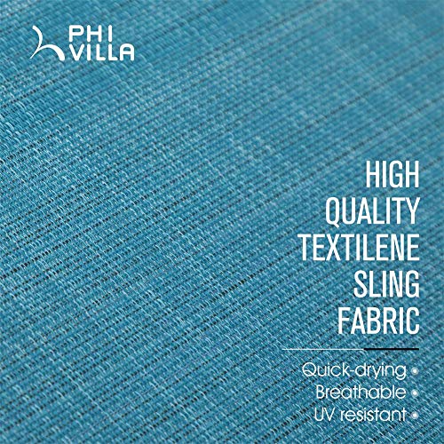 PHI VILLA 2 Seats Patio Glider Bench, Outdoor Swing Glider Loveseat Chair for 2 Person, Lawn Garden Deck Rocking Seating of Sling Fabric & Steel Frame, Blue