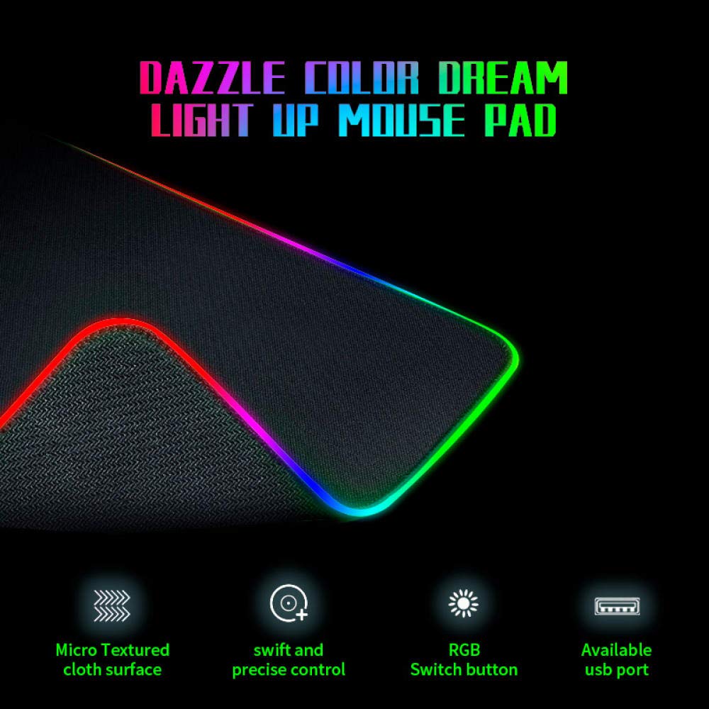 Mouse Pads Cute Anime Bikini Girl Blue Sea RGB Gaming Mouse Pad Extended XXL LED Backlight Mouse Mat for Laptop,Desktop 27.6x11.8 inch