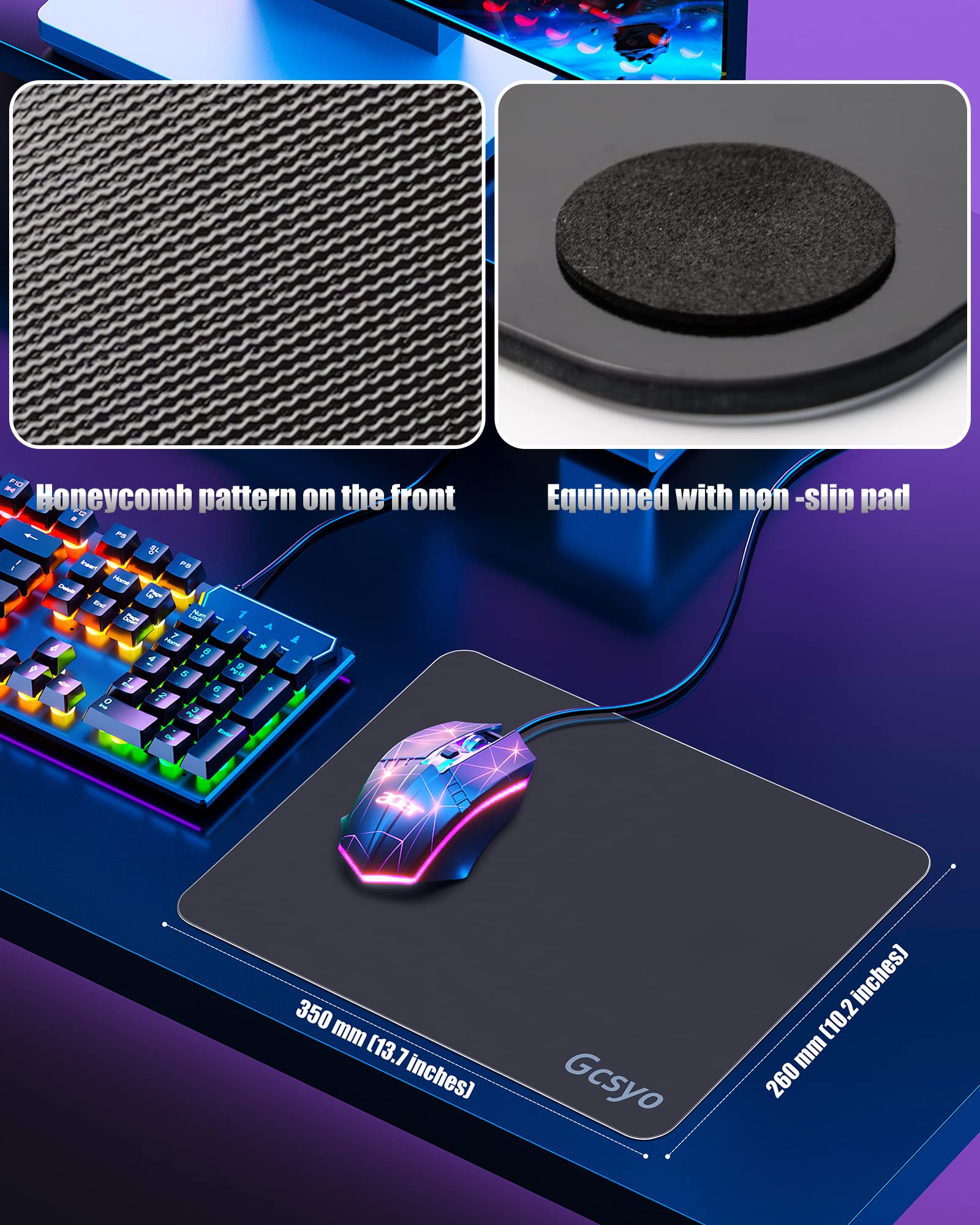 Professional Glass Gaming Mouse Pad for Logitech G502/G PRO/G703, Large Non Slip Mousepad for Avid Gamer-Special Glass Surface with Improved Precision and Speed for Smooth Mouse Control