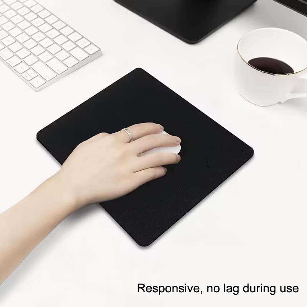 Mouse Pad with Stitched Edge, Comfortable Mouse Pads with Non-Slip Rubber Base, Durable and Washable Mousepads for Computers Laptop Mouse,8.6x7x0.06inch,Classic Black (2 Pack)